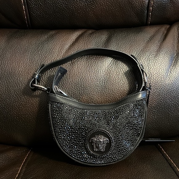 Versace | Bags | Versace La Medusa Mini Repeat Crystal Embellished Logo ...